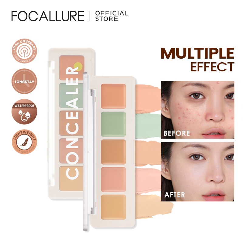 Focallure 5 Color Corrector Concealer Palette Multicolor High Cover But ...