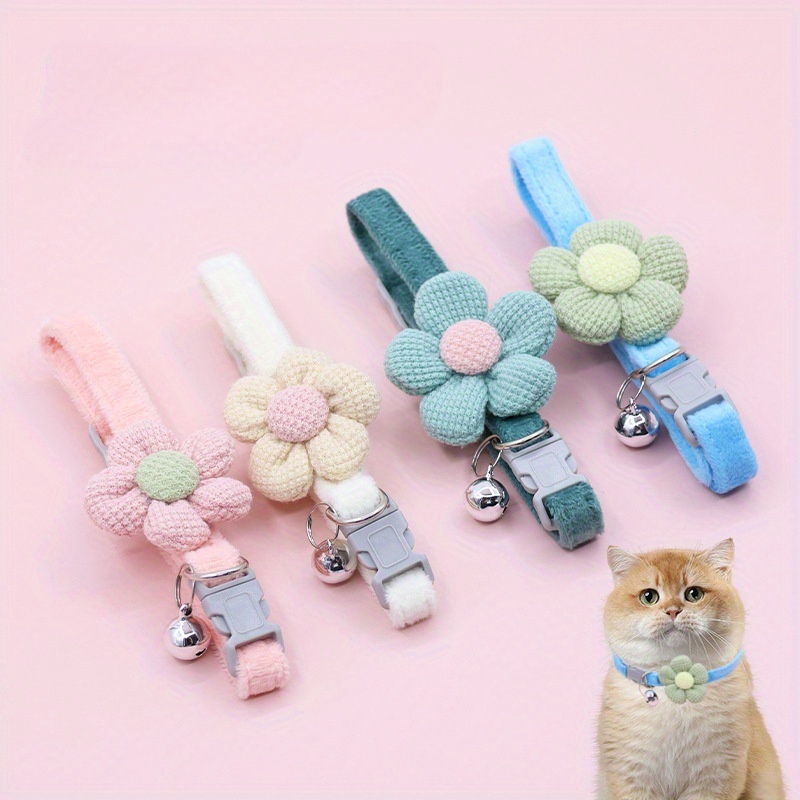 Cute Flower Bell Collar for Cats and Small Dogs, Polyester Fiber Pet ...