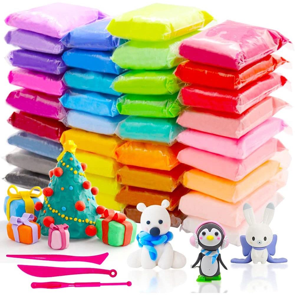 12/24/36 Color Air Dry Clay Toy Set With Tools Non Toxic DIY Magic Clay ...