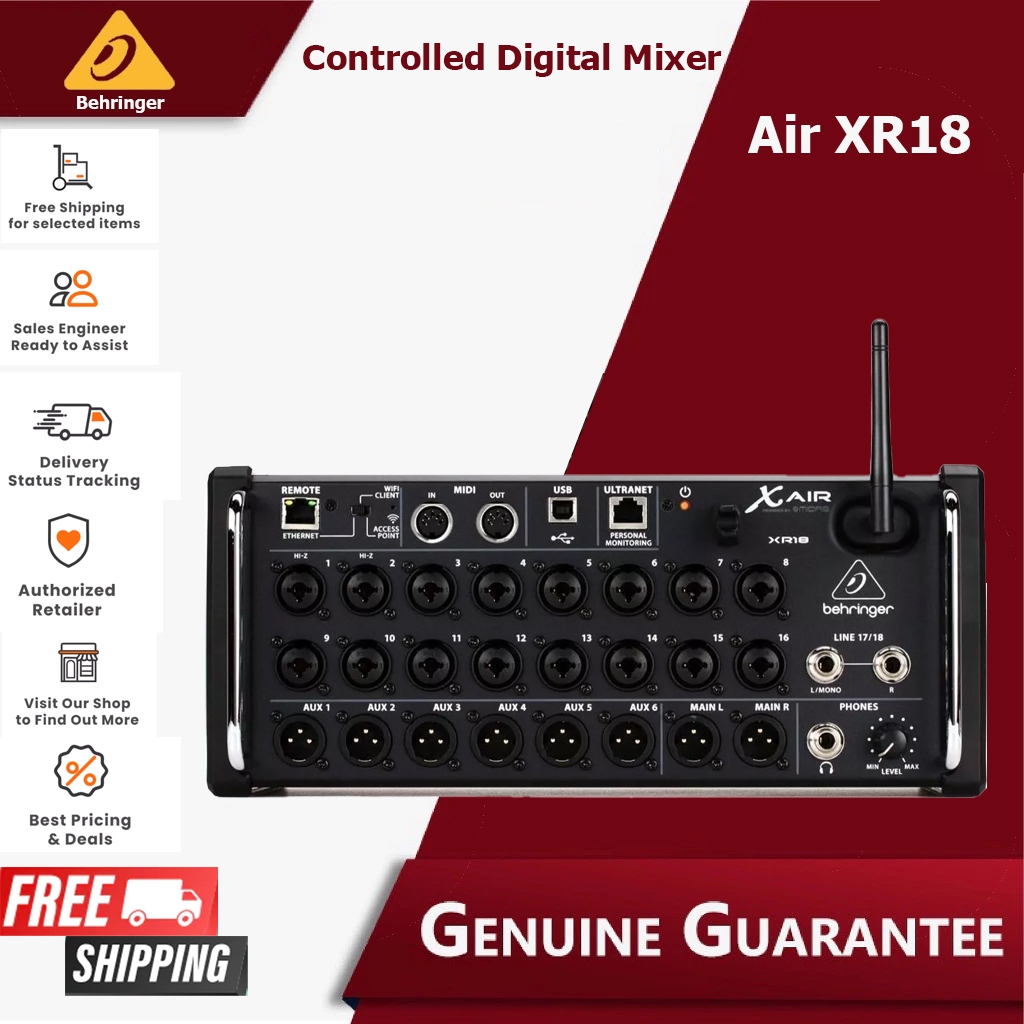 Behringer Air XR18 Rack Mount Professional Digital Mixer Built-in Wifi ...