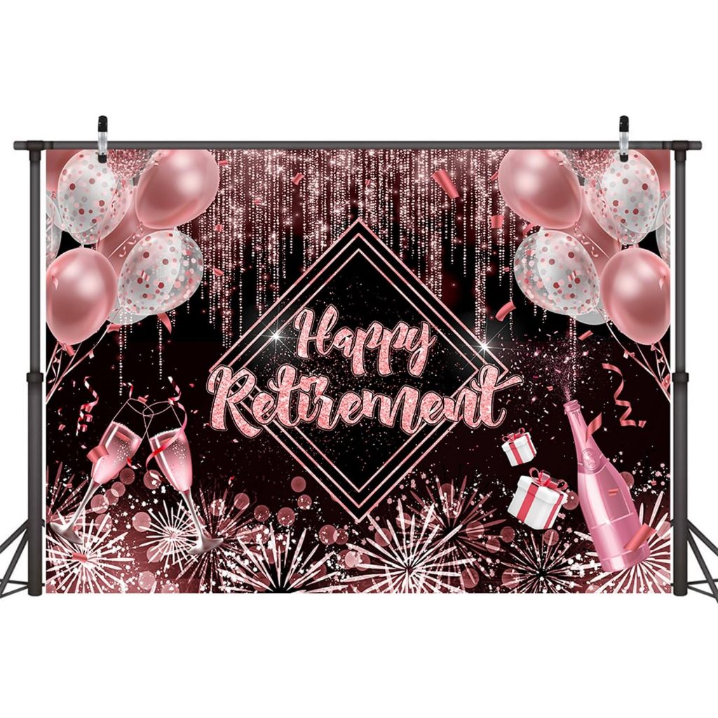 7x5ft Happy Retirement Backdrop Party Decorations, Glitter Extra Large ...