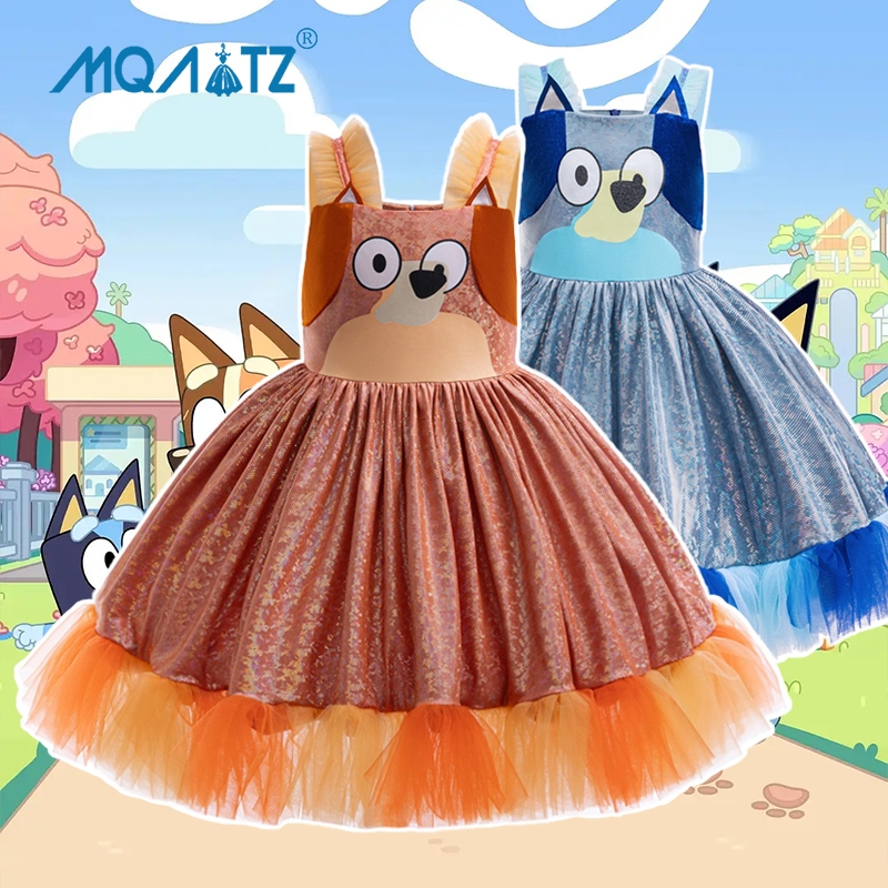 MQATZ Anime Bluey Cosplay Girls Dress Cartoon Kids Costume Sleeveless ...