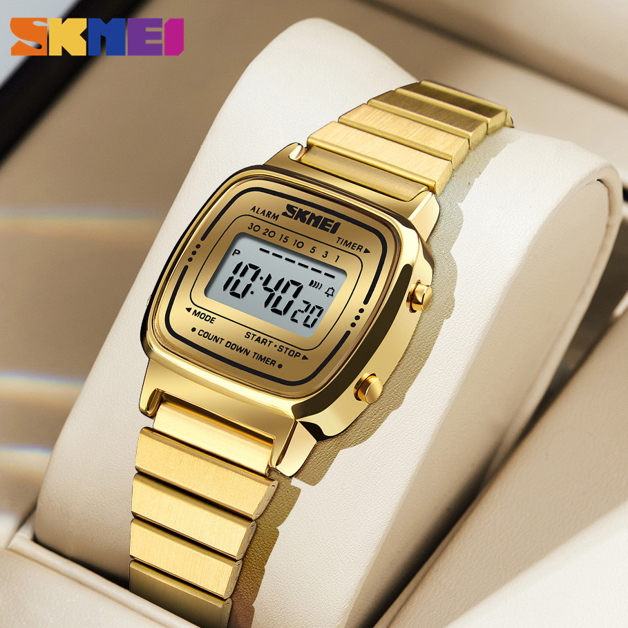 SKMEI Watch for Women Fashion Simple Stainless Steel Digital Waterproof ...