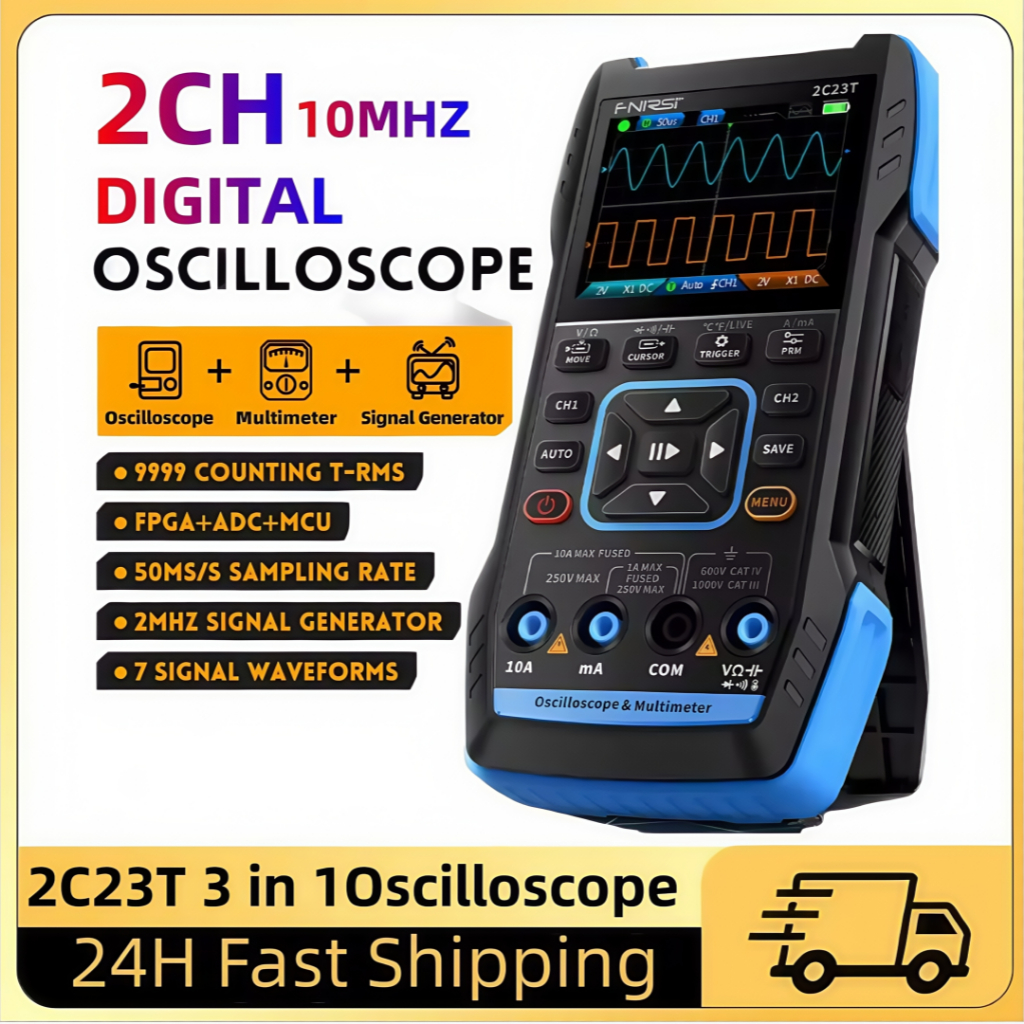 FNIRSI 2C23T Handheld Digital Oscilloscope Multimeter 3 in 1 Dual Channel Oscilloscope Signal ...