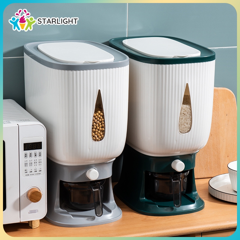 STARLIGHT 12kg Rice Dispenser and Storage with Measuring Cup Whole ...