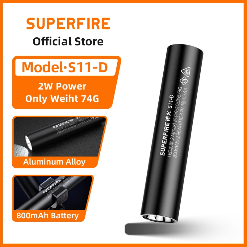 SUPERFIRE S11-D 2W Mini Flashlight Built-in Rechargeable Battery Small ...