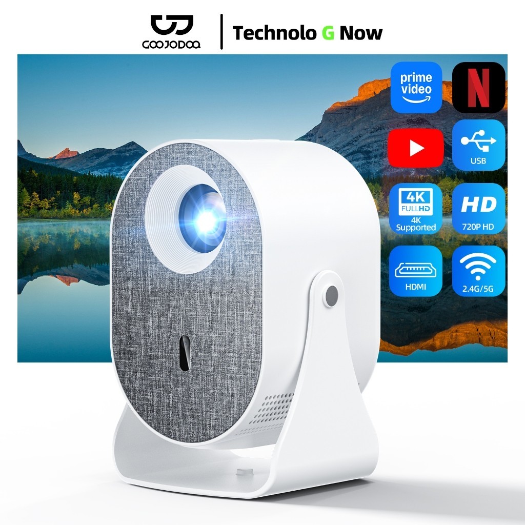 GOOJODOQ Projector Portable for Phone 4K 3D Stereo Speaker HDMI USB ...