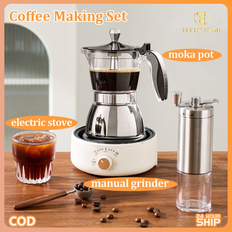 Moka Pot Expresso Maker Brewed Coffee Makers Electric Ceramic Stove ...