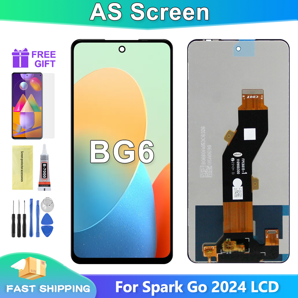 6.6" LCD For Tecno Spark Go 2024 BG6 LCD Display Touch Screen with Frame Digitizer Parts ...