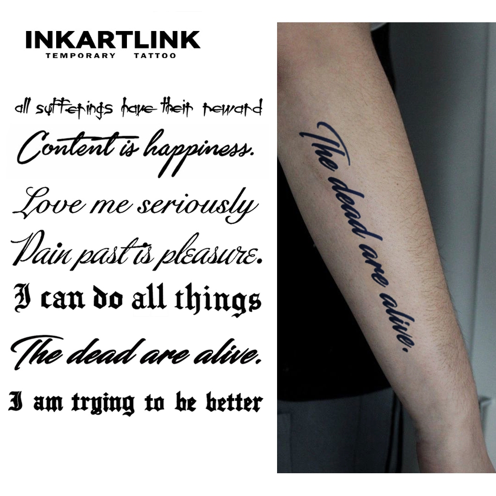 Inkartlink English inspirational short sentences temporary tattoo ...