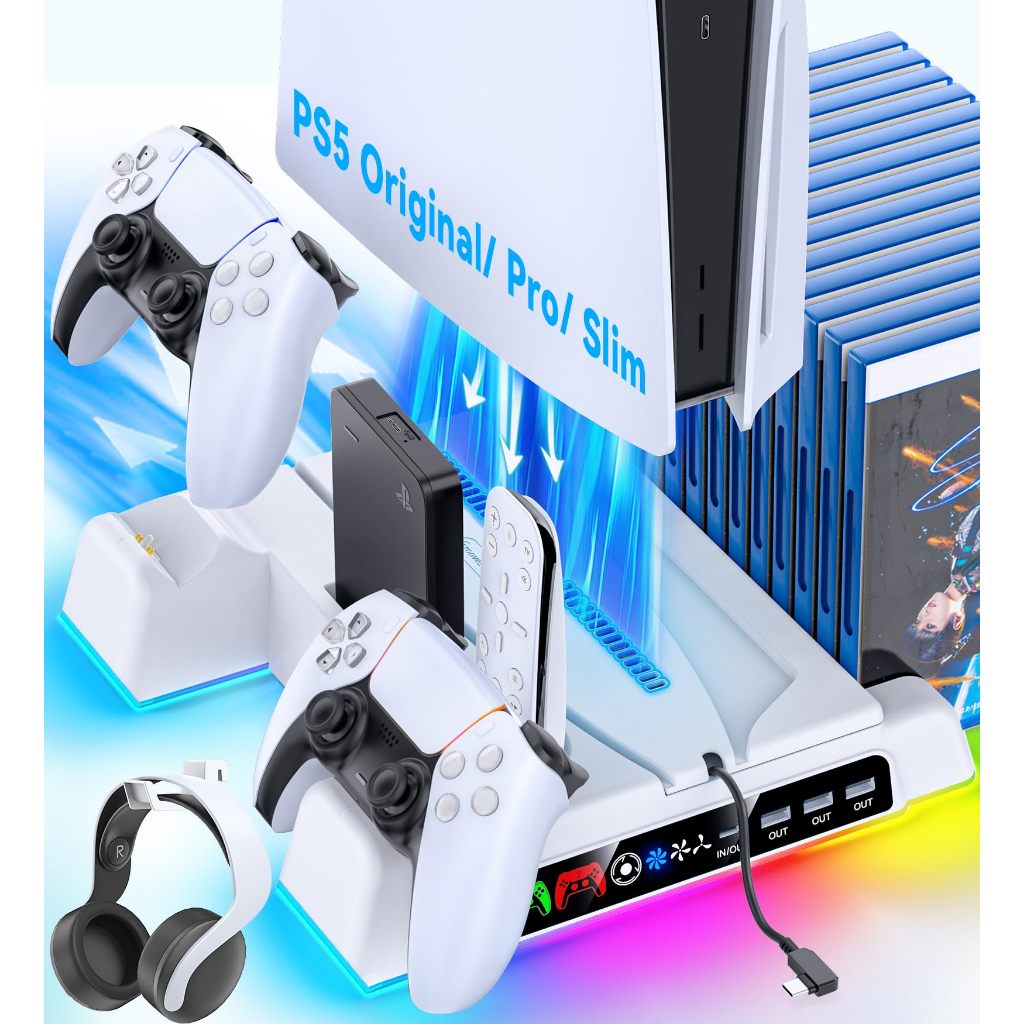 PS5/ Slim/Pro Stand for Disc & Digital Console, PS5 Cooling Station ...