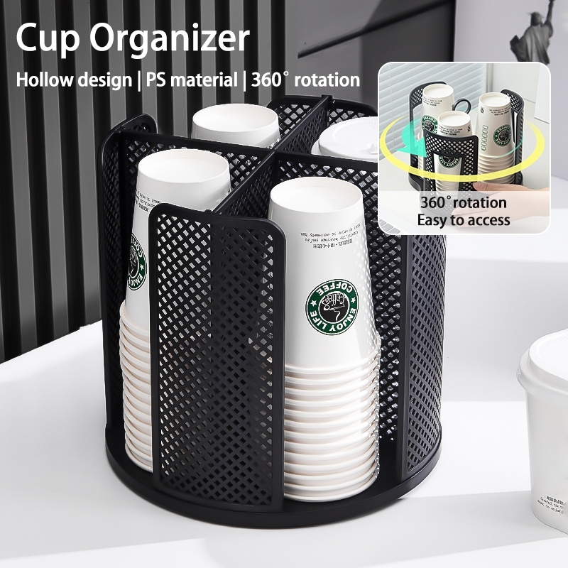 Cup Holder Rotating Cup Storage Rack 360° Desktop Rotating Compartment ...