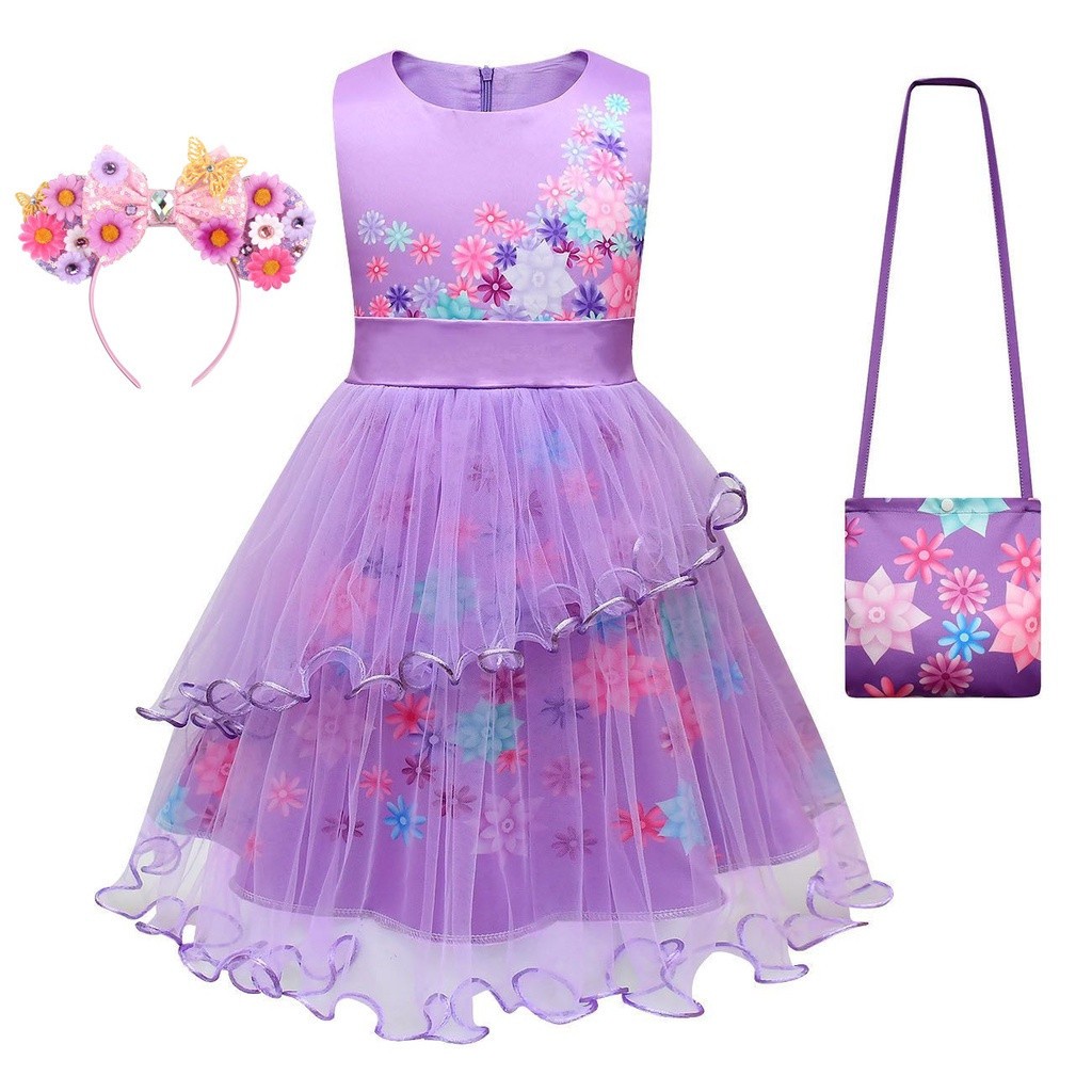 Fantasia Girls Encanto Isabela Purple Tulle Dress Halloween Carnival ...