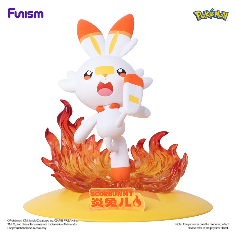 FUNISM Pokemon Scorbunny Twinkmont Figures Flame Rabbit Small Series ...