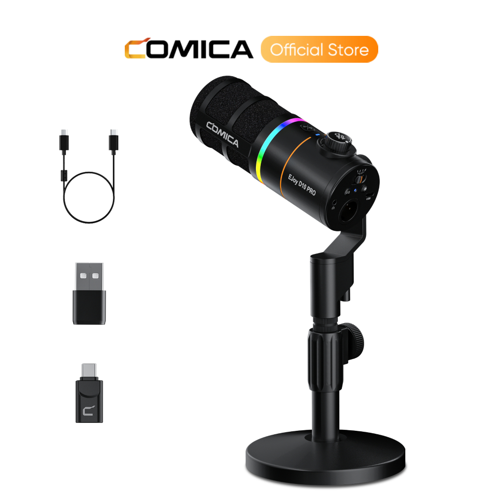 COMICA Ejoy D10 PRO RGB Cardioid Dynamic Wireless Microphone, USB ...