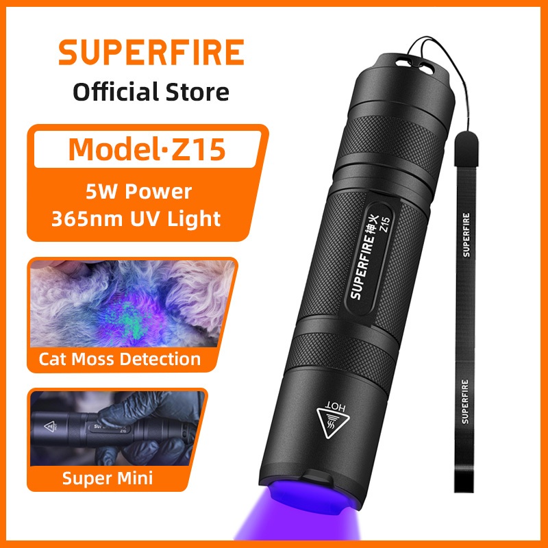 SUPERFIRE Z15 5W UV Flashlight 365nm EDC Torch Mini Lantern Ultra Pet Germs Urine Stain ...
