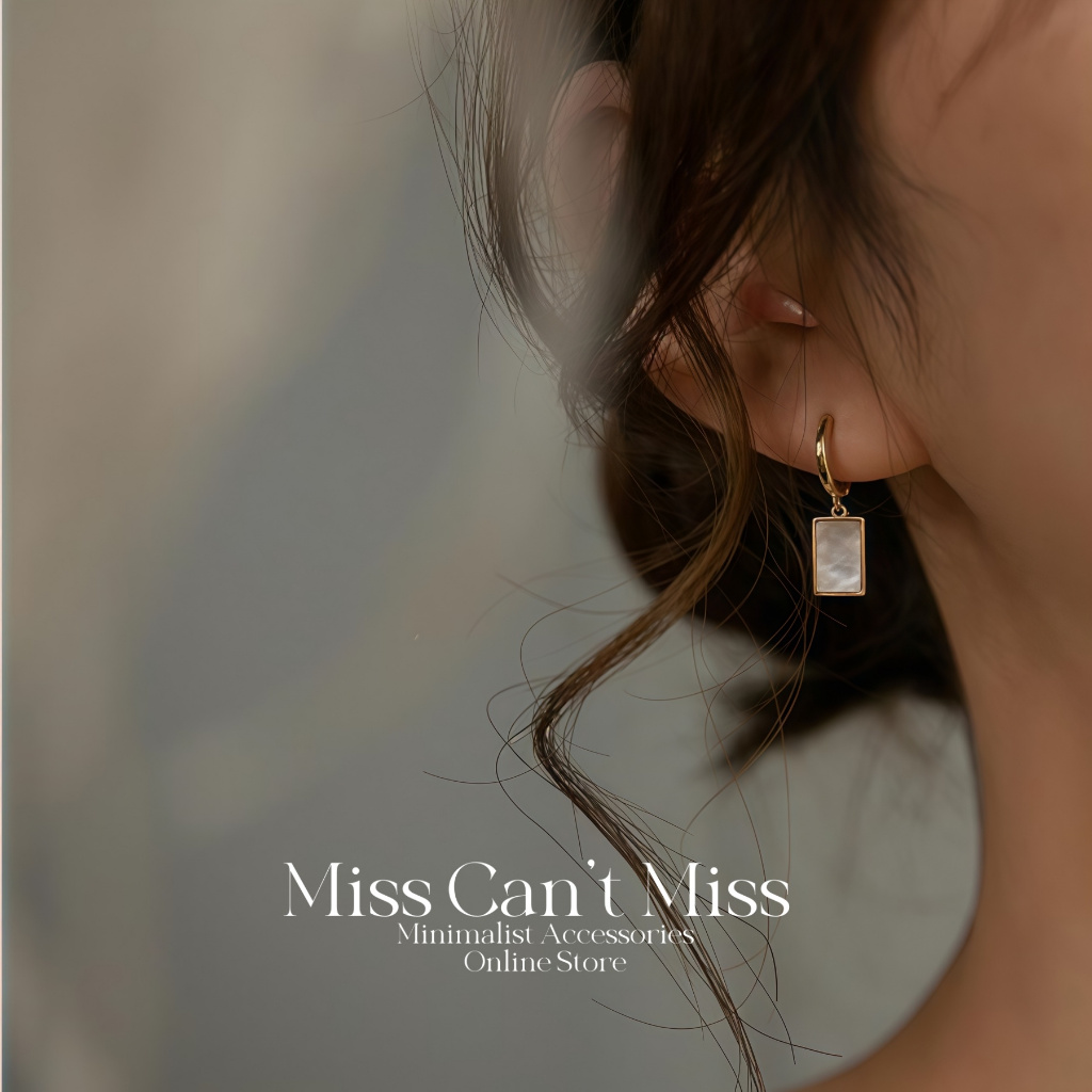【Miss Can't Miss】E442 Vintage Rectangle Gold Shell Hoop Earrings for ...