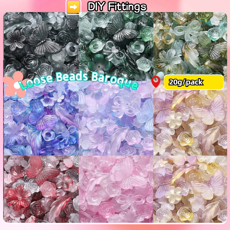 20g Pack Acrylic Frosted Color Random Mixing Beads Loose Beads Baroque ...