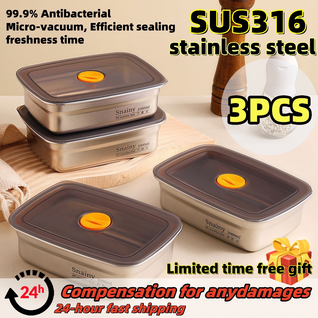 Food Storage Box With Sealed Lid SUS 316 Food container Stainless Steel ...