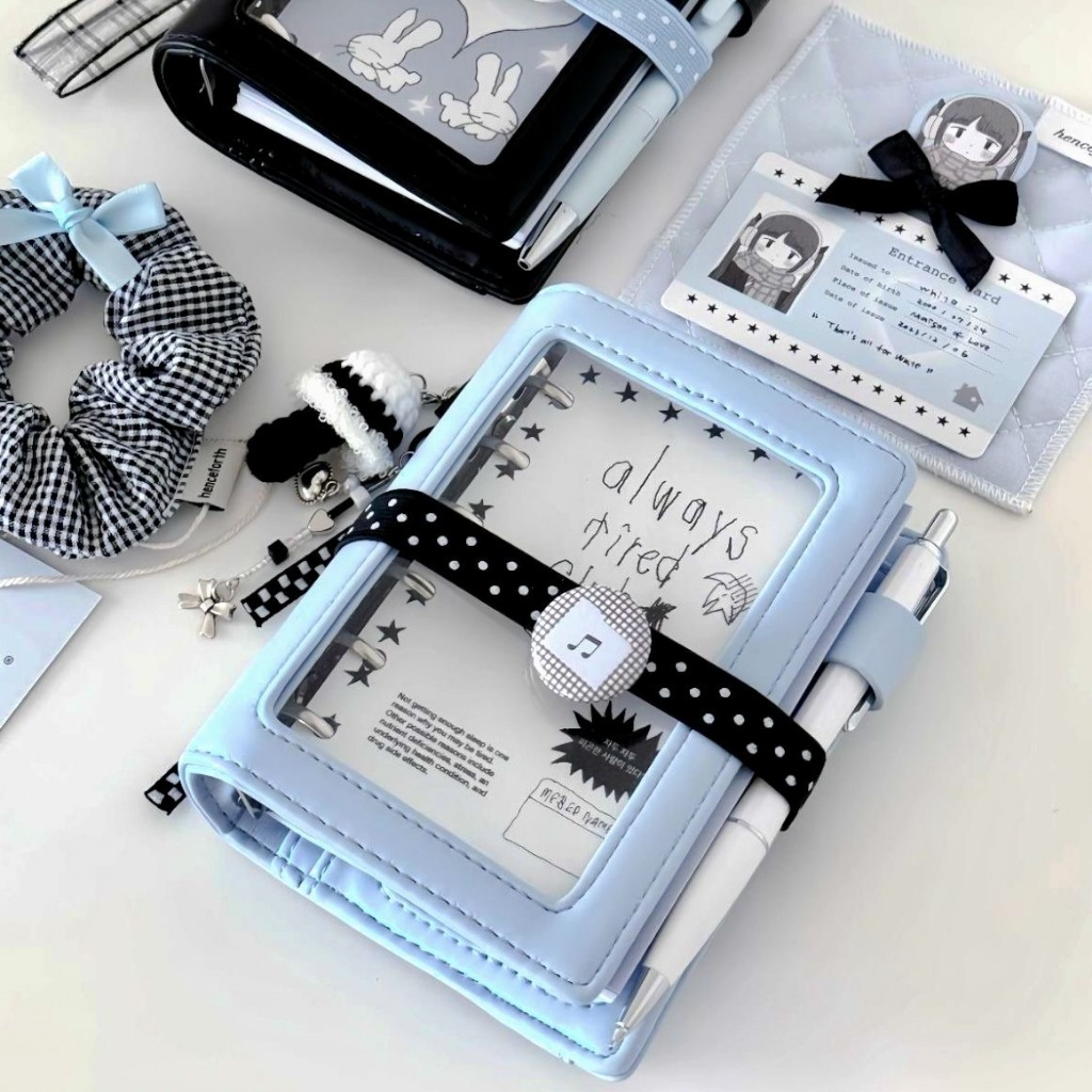 Hollow Window Free Strap A7 Leather Loose-leaf Notebook Handbook ...