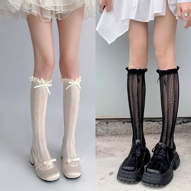 Ladies' Summer Japanese Lace Thin Lace Socks Ballet Style Sweet Mid ...