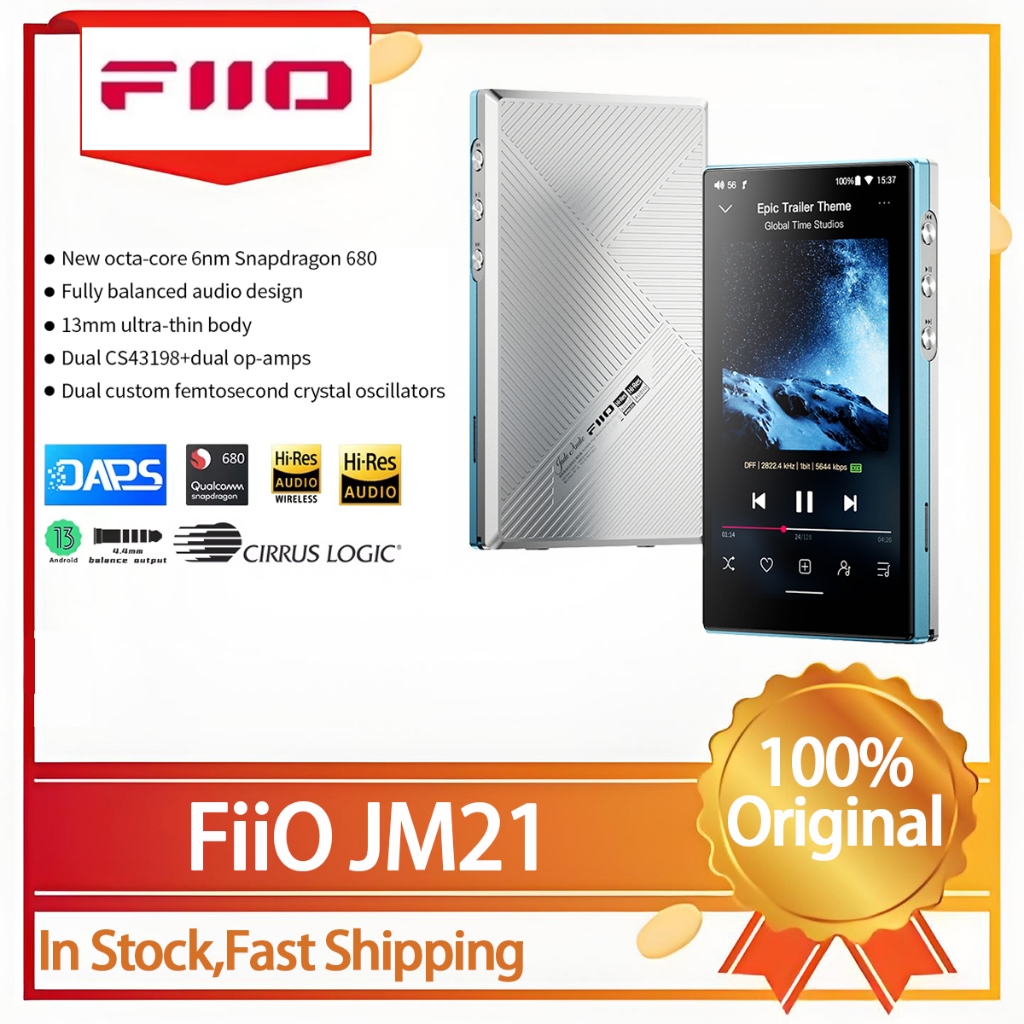 Original FiiO JM21 Android 13 Hi-Res Music Player MP3 with Snapdragon 680, Bluetooth WiFi USB ...