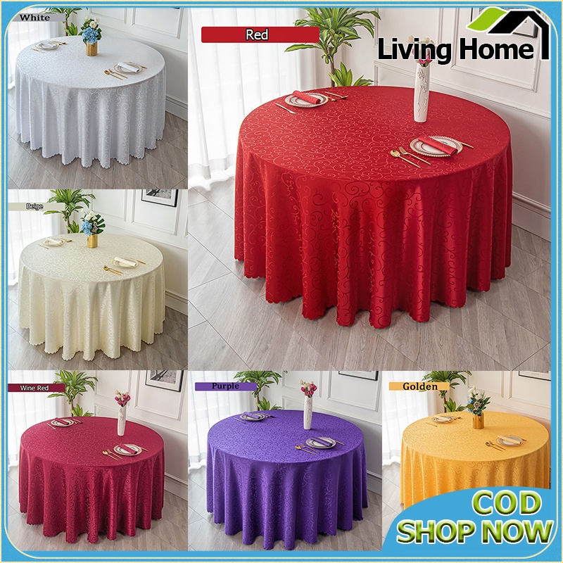 Round Table Tablecloth 4/6/8/10 Seats with Pattern Thickened Tablecloth ...