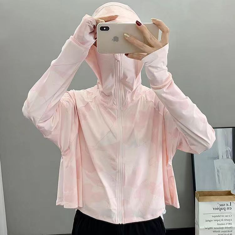 Camouflage Ice Silk Sun Protection Clothing for Women, Long Sleeve ...