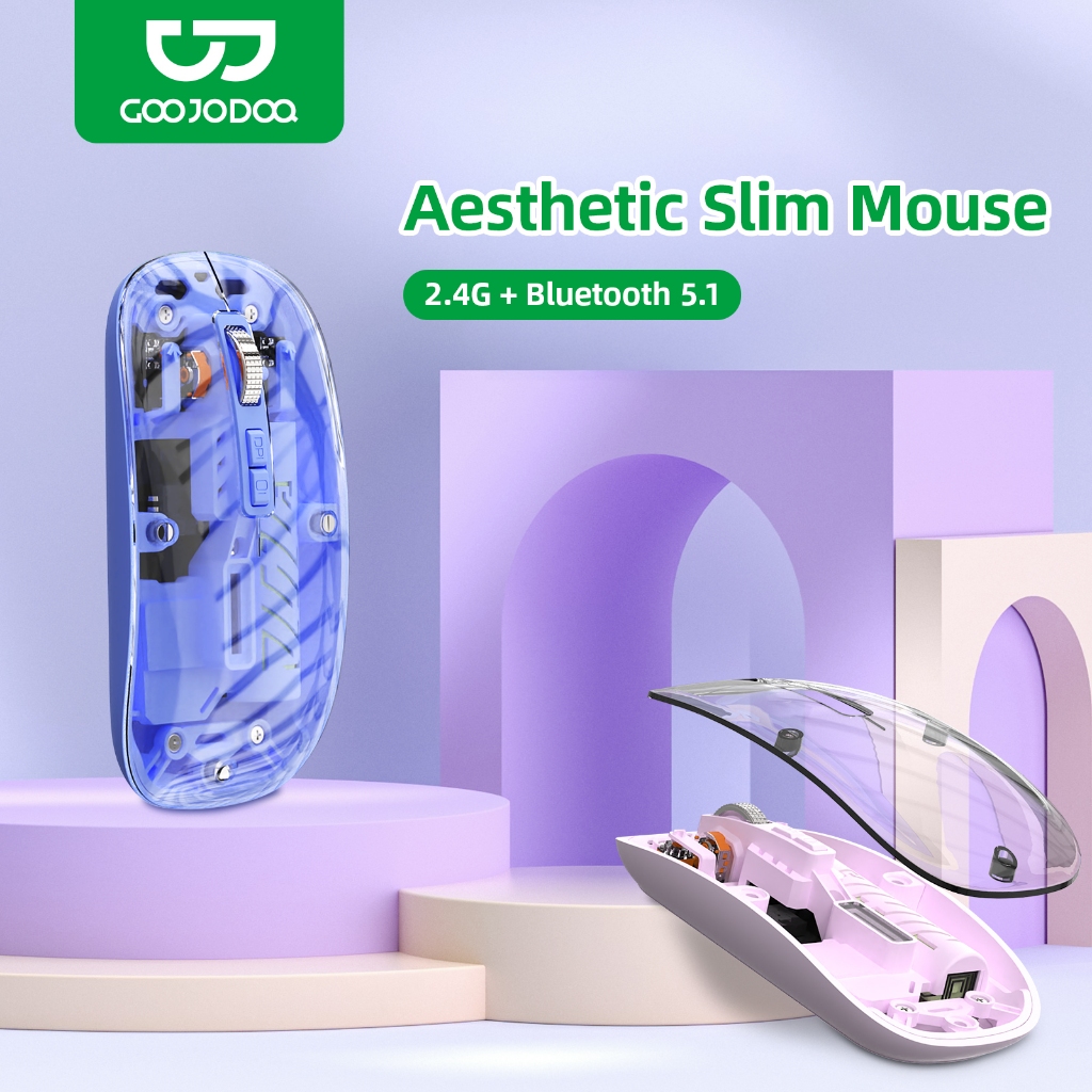 GOOJODOQ Bluetooth Mouse Transparent Wireless for laptop Ergonomic ...