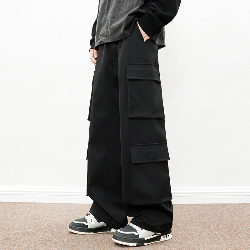 Cargo pants for men straight loose casual boy kargo baggy black pants ...