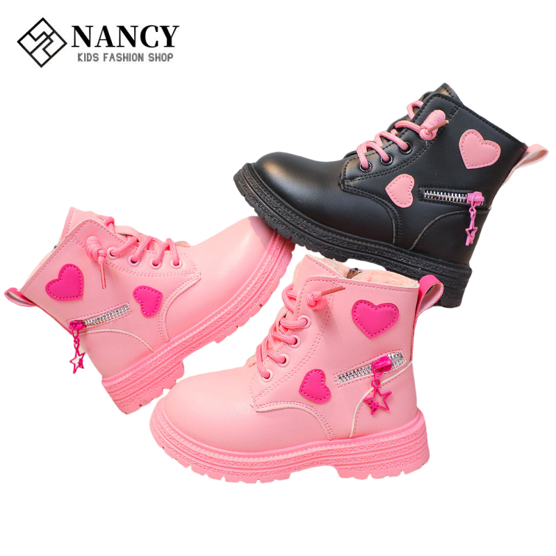Nancy Black Boots For Kids Girl 2025 New Black Leather Boots For Girls ...