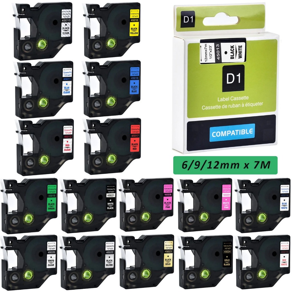 6/9/12mm Label Tape Compatible dymo D1 45013 40913 43613 Refill ...
