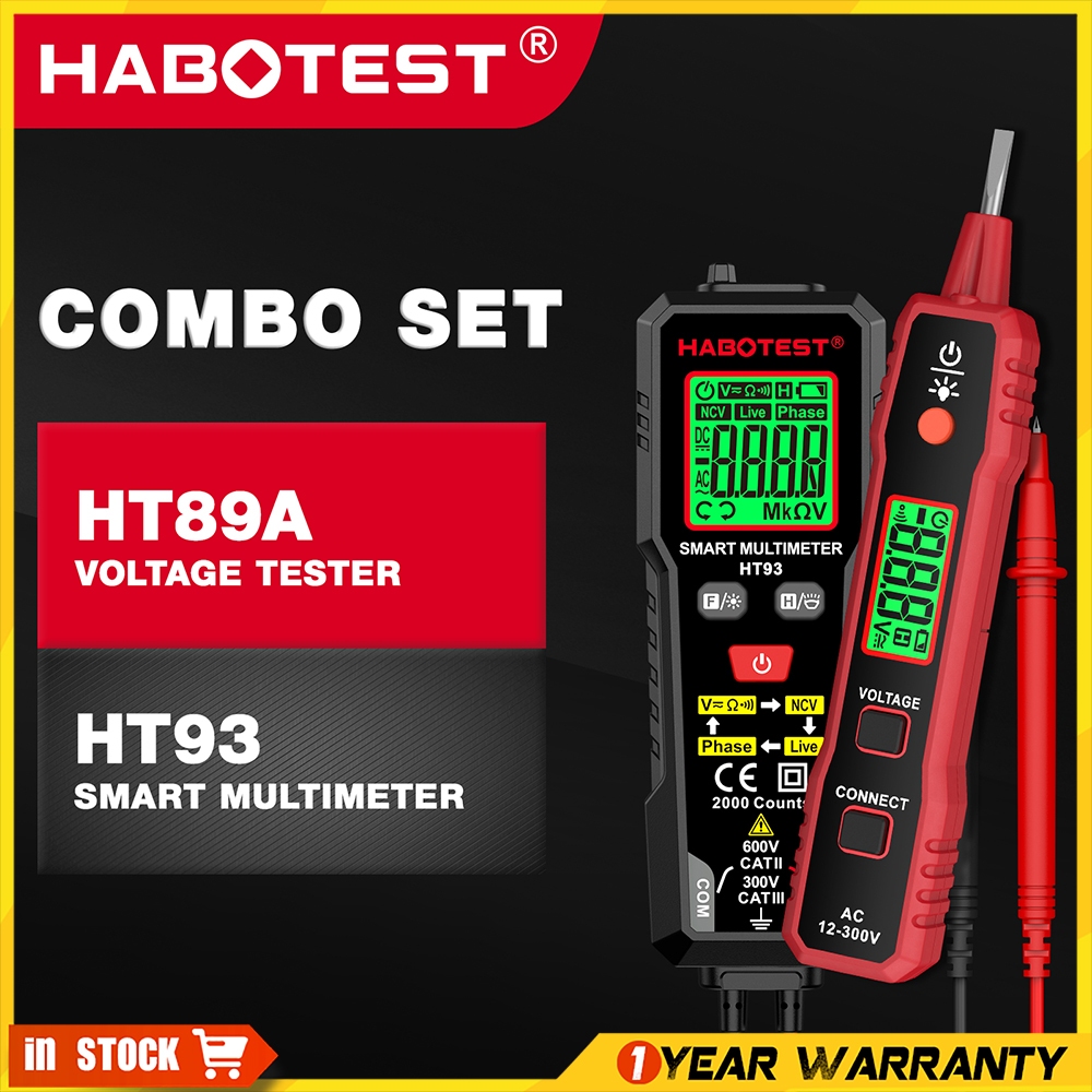 HABOTEST HT93+HT89A mart Digital Multimeter Voltage Tester 2000 Counts ...