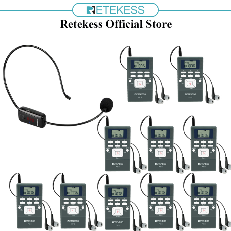 Retekess Microphone Headset FM Portable Church Teaching Meeting System ...