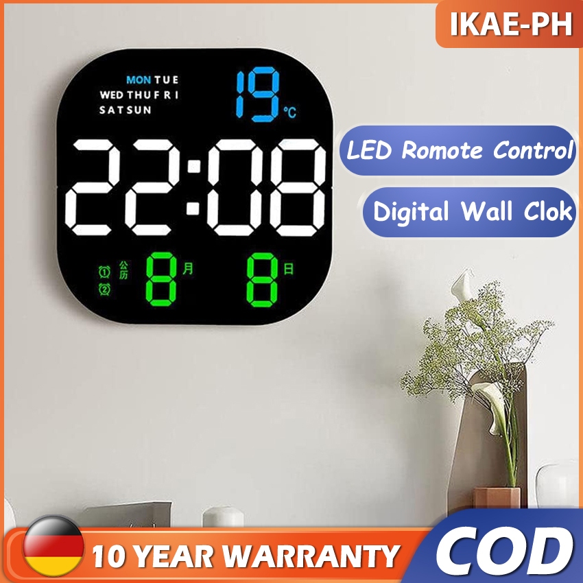 Digital Clock Wall Decor Remote Control Alarm Clock Led Kitchen Office ...