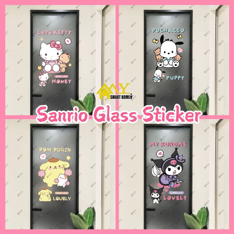 Sanrio Bathroom Door Window Stickers Hello Kitty Washroom glass ...