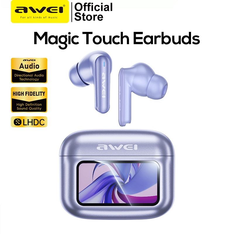 Awei T56 Touch Screen Bluetooth Earphone ANC Noise Cancelling Earbud ...
