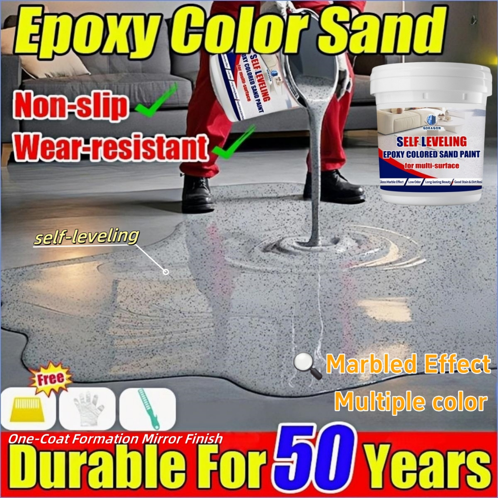 High Gloss Epoxy Resin Colored Sand Self Leveling Floor Paint Non-slip ...