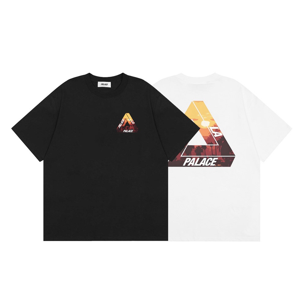 PALACE Cotton Sunset Landscape Triangle LOGO Summer New Style Short ...