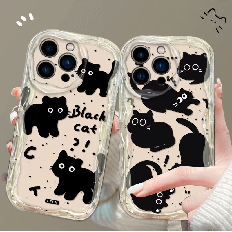 Cute Black Cat Design Clear Phone Case For Xiaomi POCO C71 C75 M7 F7 X7 ...