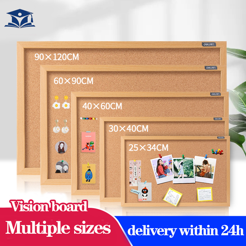 90*120cm Wooden Frame Bulletin Cork Message Board Photo Wall Background Board | Shopee Philippines