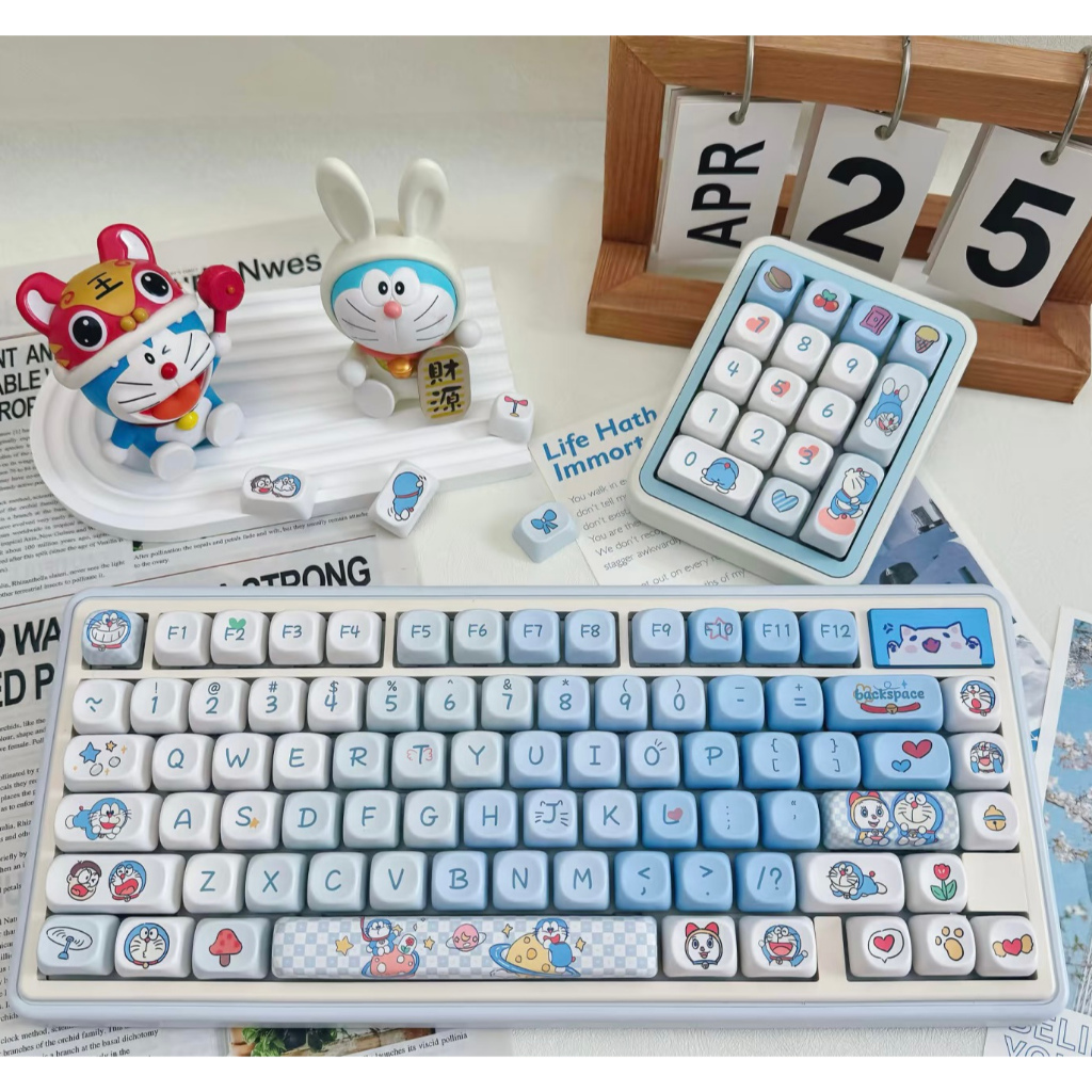 114 Keys Doraemon Theme Keycaps MOA Height PBT Material Keycap Five ...