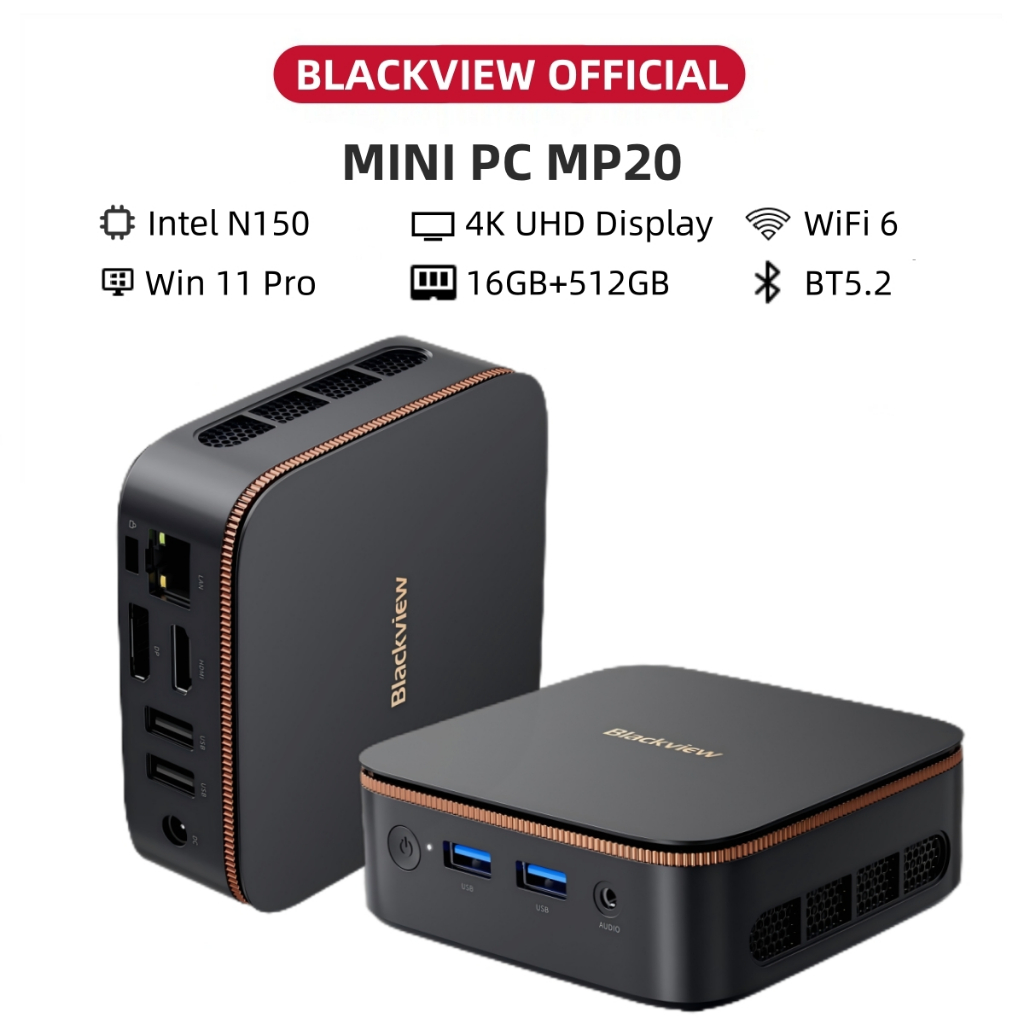 Blackview MP20 Mini PC | Intel N150 | 256/512GB | 4K UHD Display | Win 11 Pro Mini Desktop ...