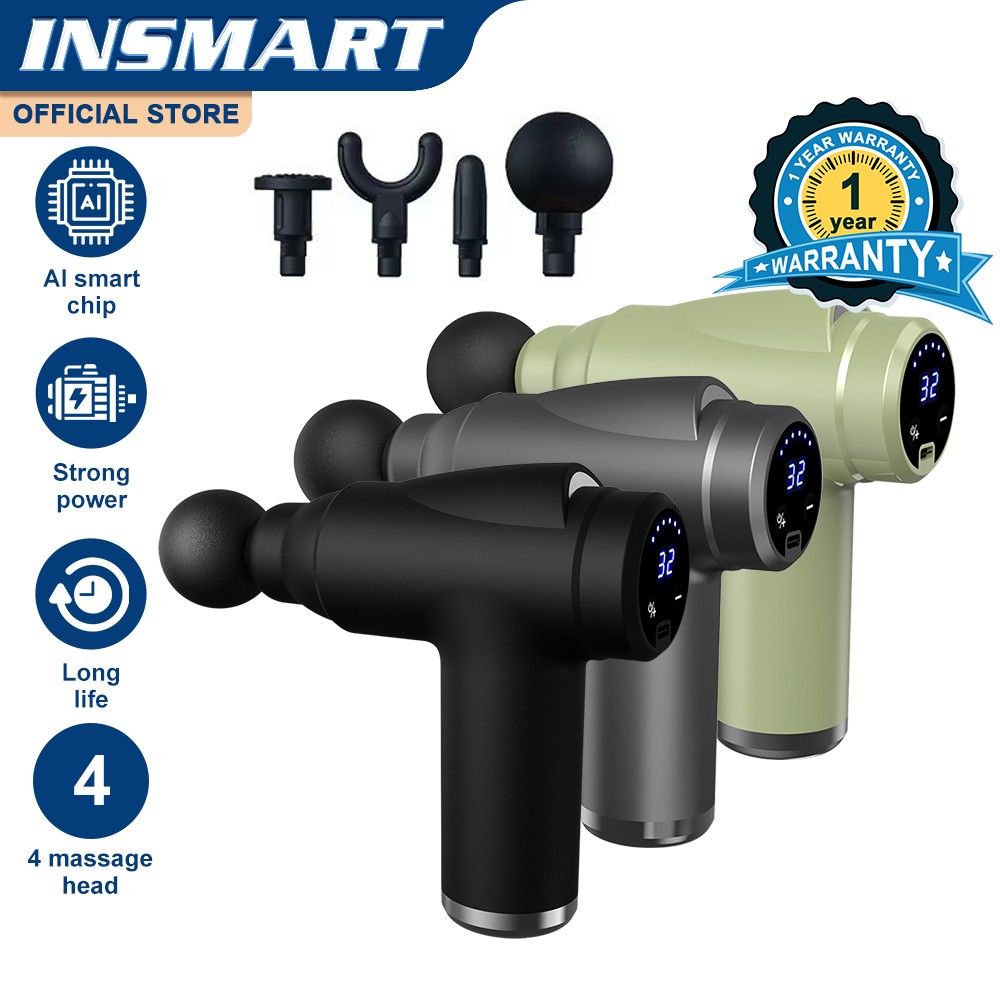 INSMART J886 Massage Gun 32 Modes 4 Heads Noise Reduction Massage ...