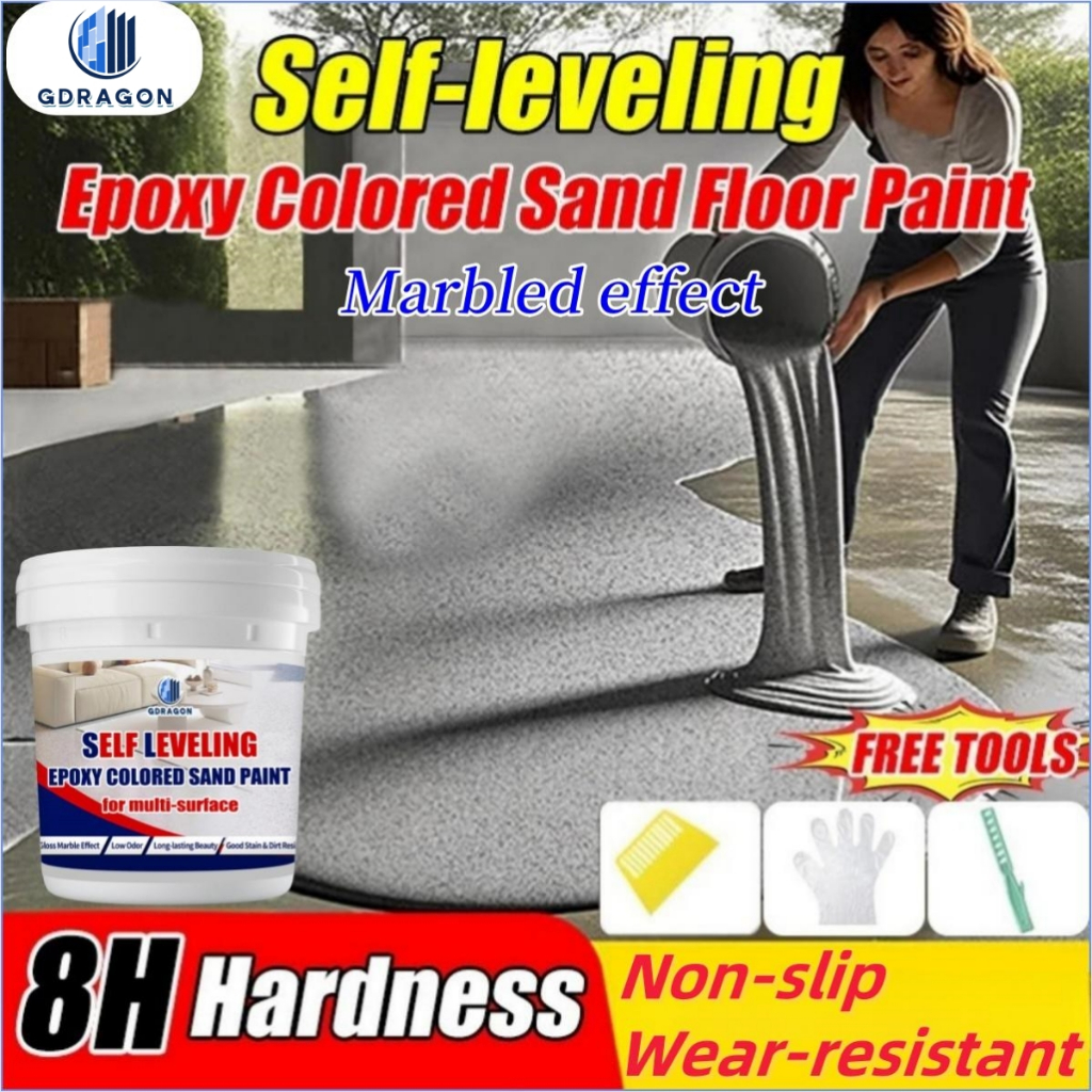Epoxy Colored Sand Self-Leveling Cement Floor Paint Imitating Marble Texture Waterproof Anti ...