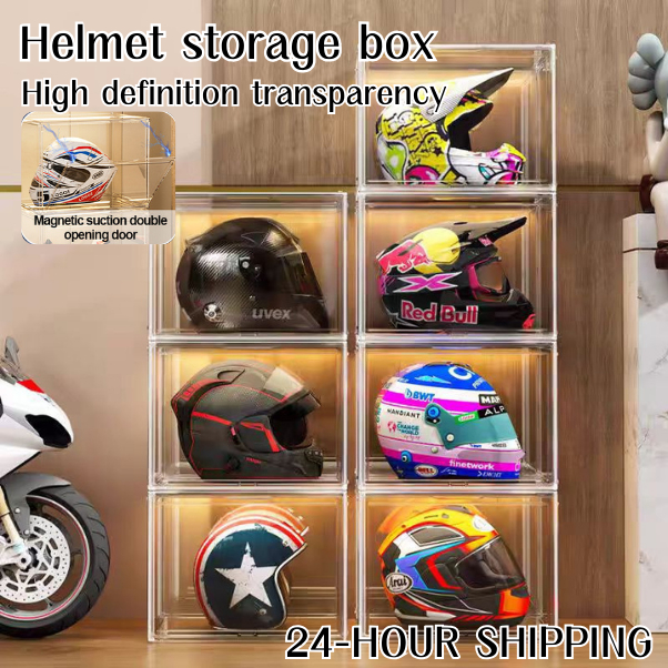 Acrylic Helmet Storage Box- Motorcycle Helmet Organizer, Dustproof ...