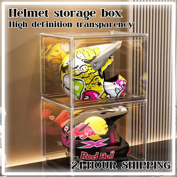 Helmet Storage Box Transparent Acrylic -Dustproof Cabinet for Home ...