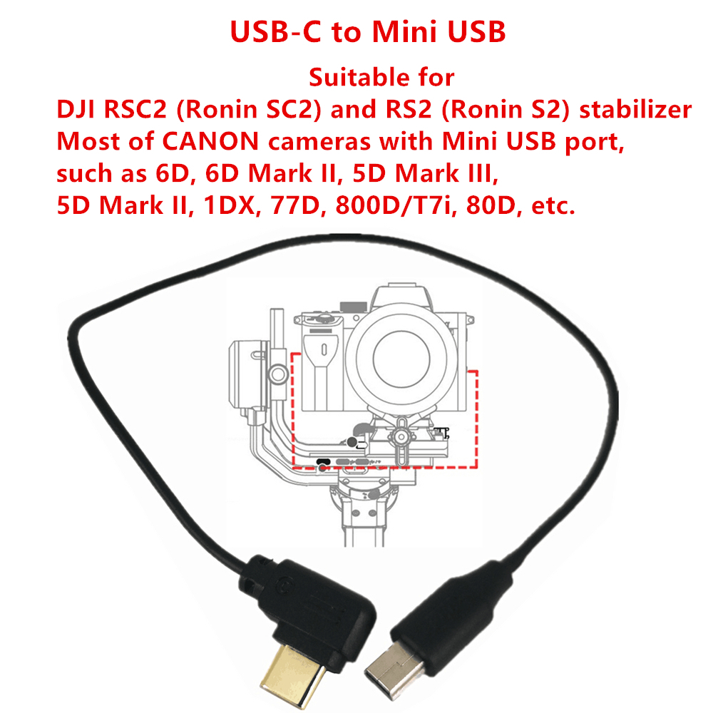TypeC to Mini USB Multi-Camera Control Cable for DJI RSC2 RS4 Pro RS3 ...