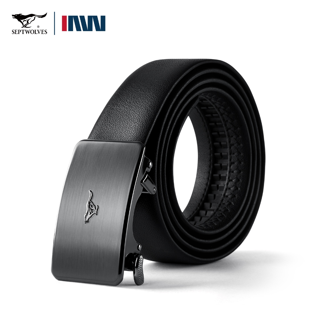 [SEPTWOLVES] Belt Men's Genuine Leather 2025 New Style Cowhide Belt ...