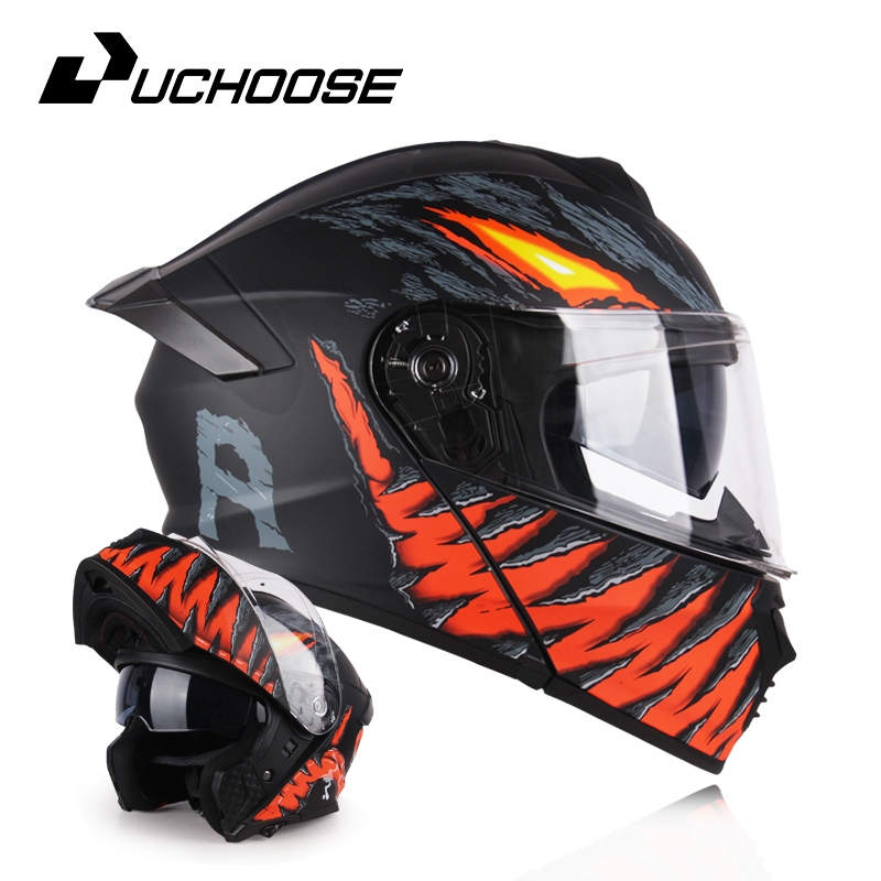 Motorcycle helmet dual lens cross-section helmet safety modular flip ...